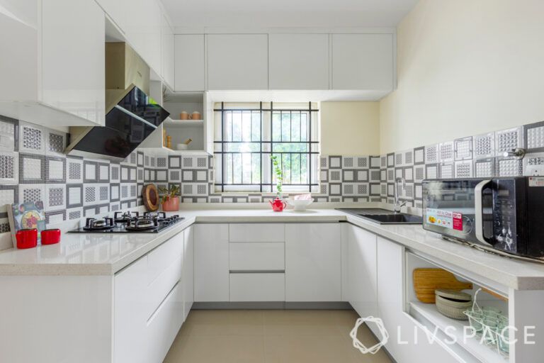 3 BHK in Bangalore Gets White Kitchen and Colourful Wardrobes